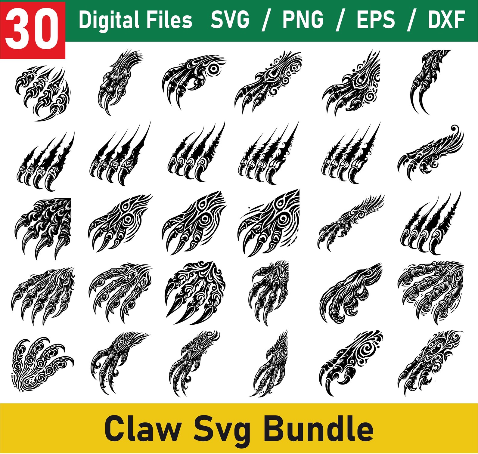 Claw SVG Bundle, Law Marks SVG, Sublimation, Scratches Clip Art, Claw ...