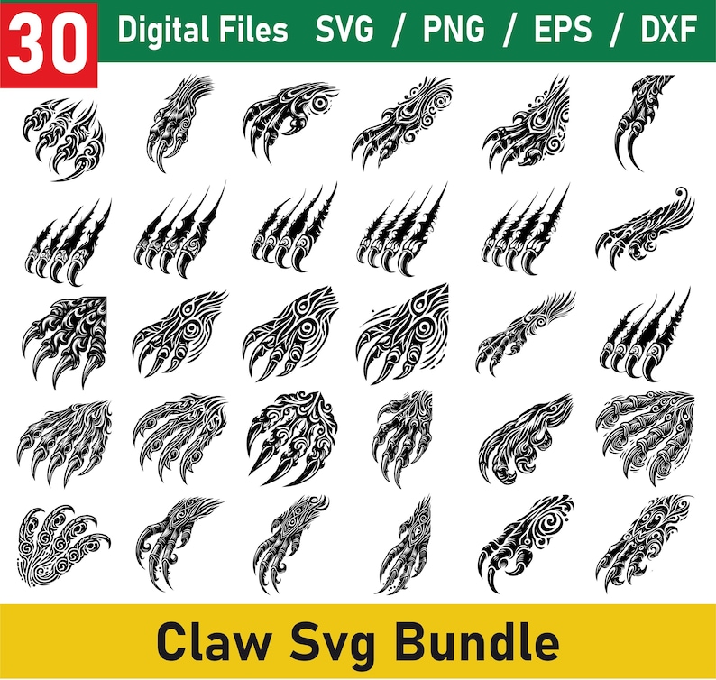 Claw SVG Bundle, Law Marks SVG, Sublimation, Scratches Clip Art, Claw ...