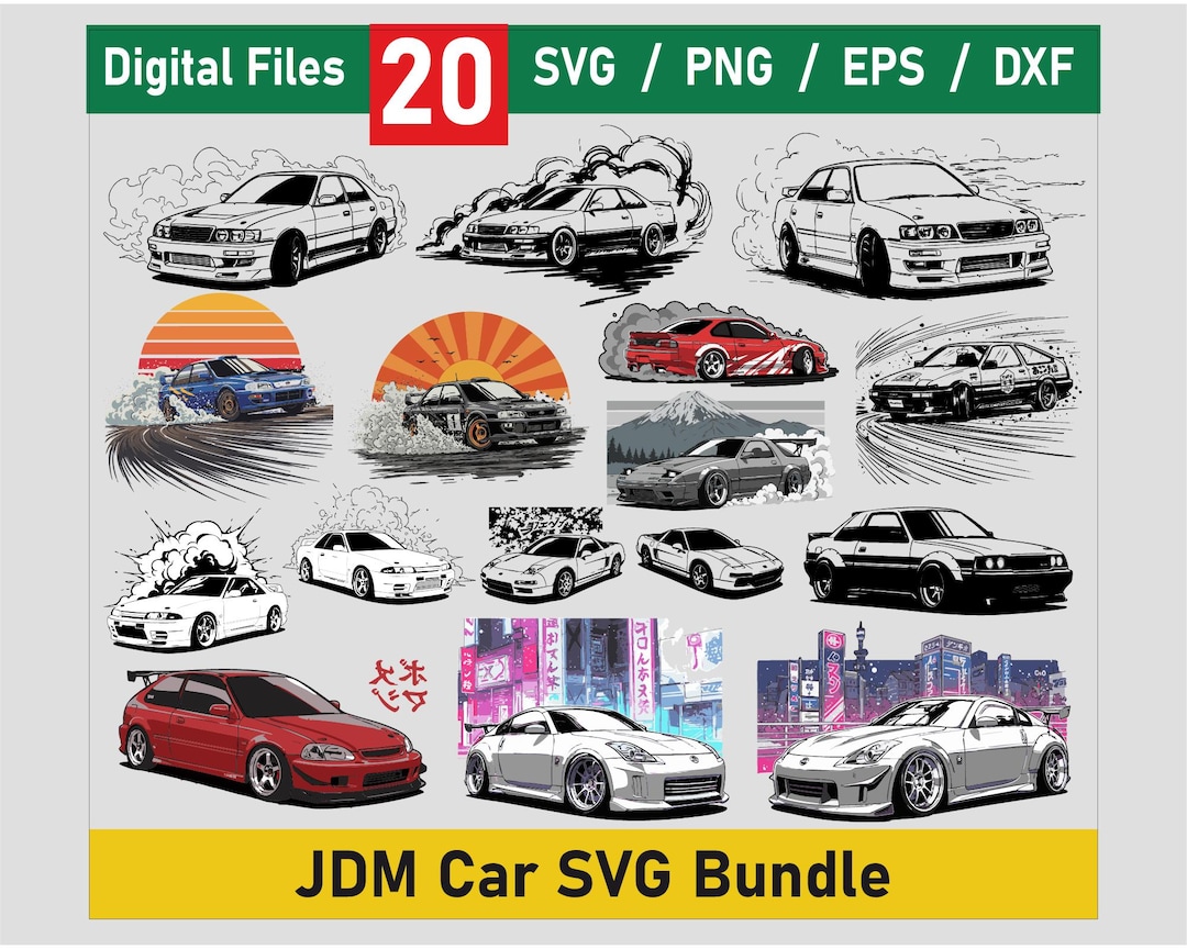 JDM Car Bundle, Tuning Japan Car Svg, Legends JDM Cars, JDM , Legend ...