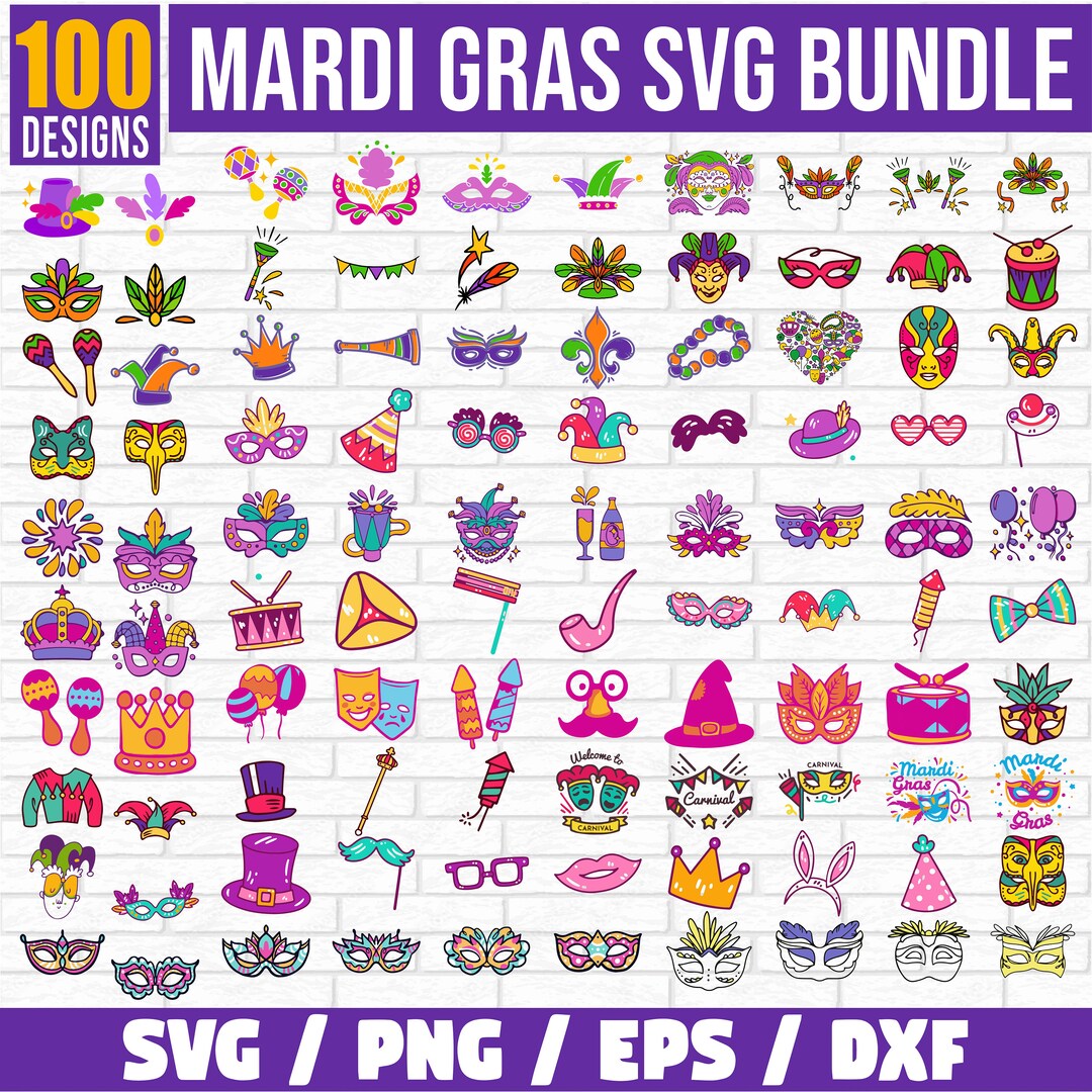 Mardi Gras Svg Bundle, Mardi Gras Clipart, Mardi Gras Carnival Svg, Fat ...