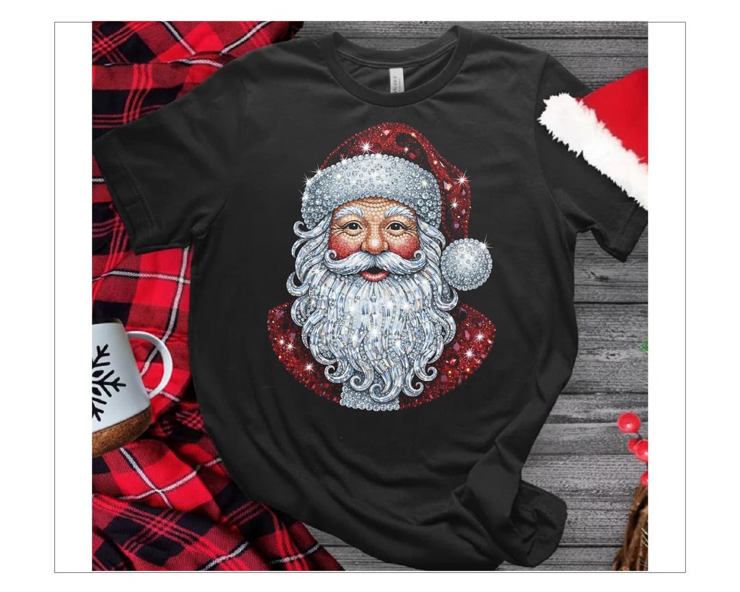 Retro Santa Rhinestone Png, Bling Christmas Png, Crystal Mosaic Holiday ...
