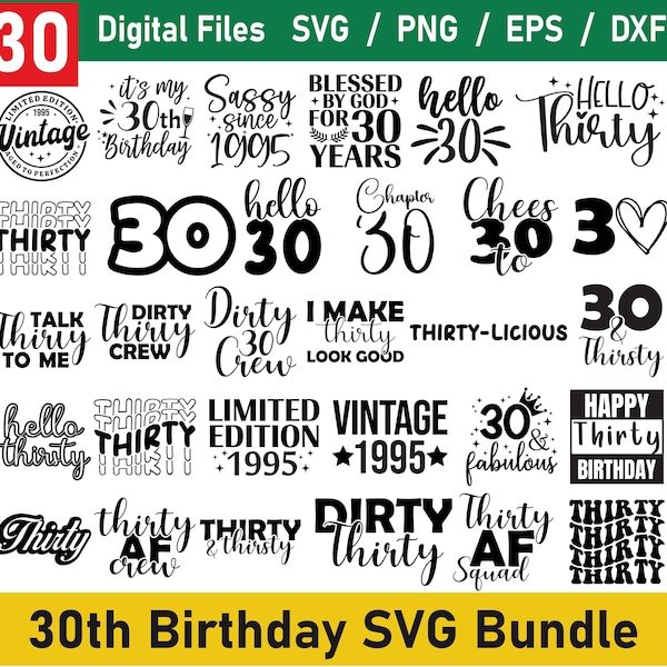 30th Birthday Svg - Etsy
