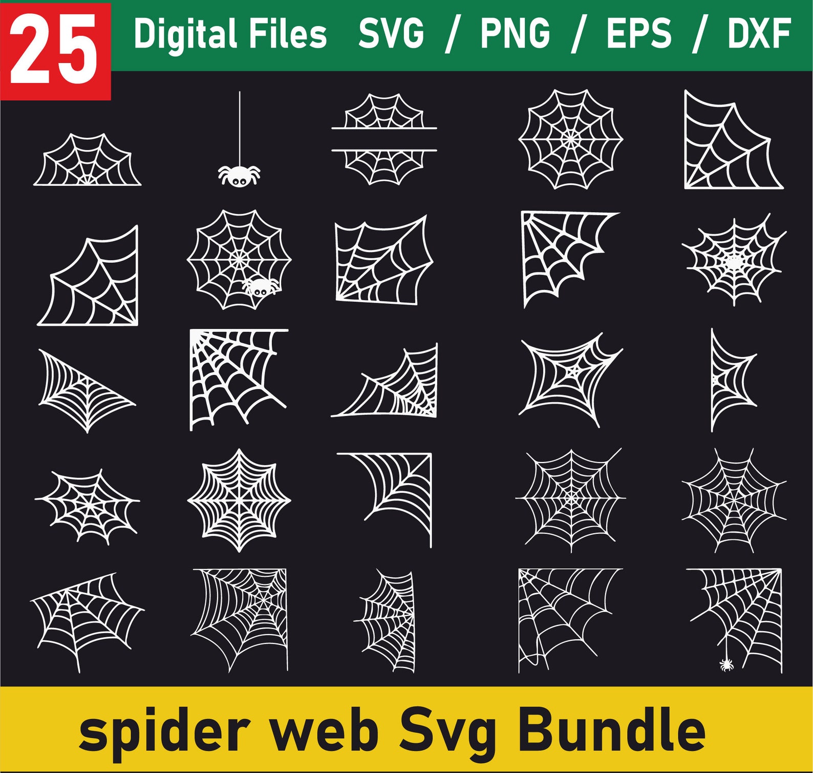 Spider Web Svg Bundle, Scary Spider Web Svg, Spider Web Silhouette ...