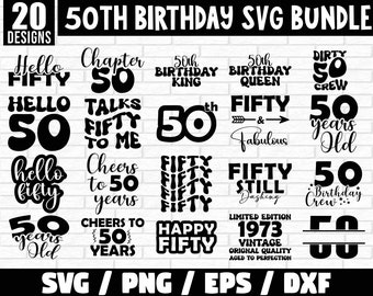 50th Birthday SVG Bundle, 50th Birthday Svg, Vintage 1972 Svg, Fifty ...