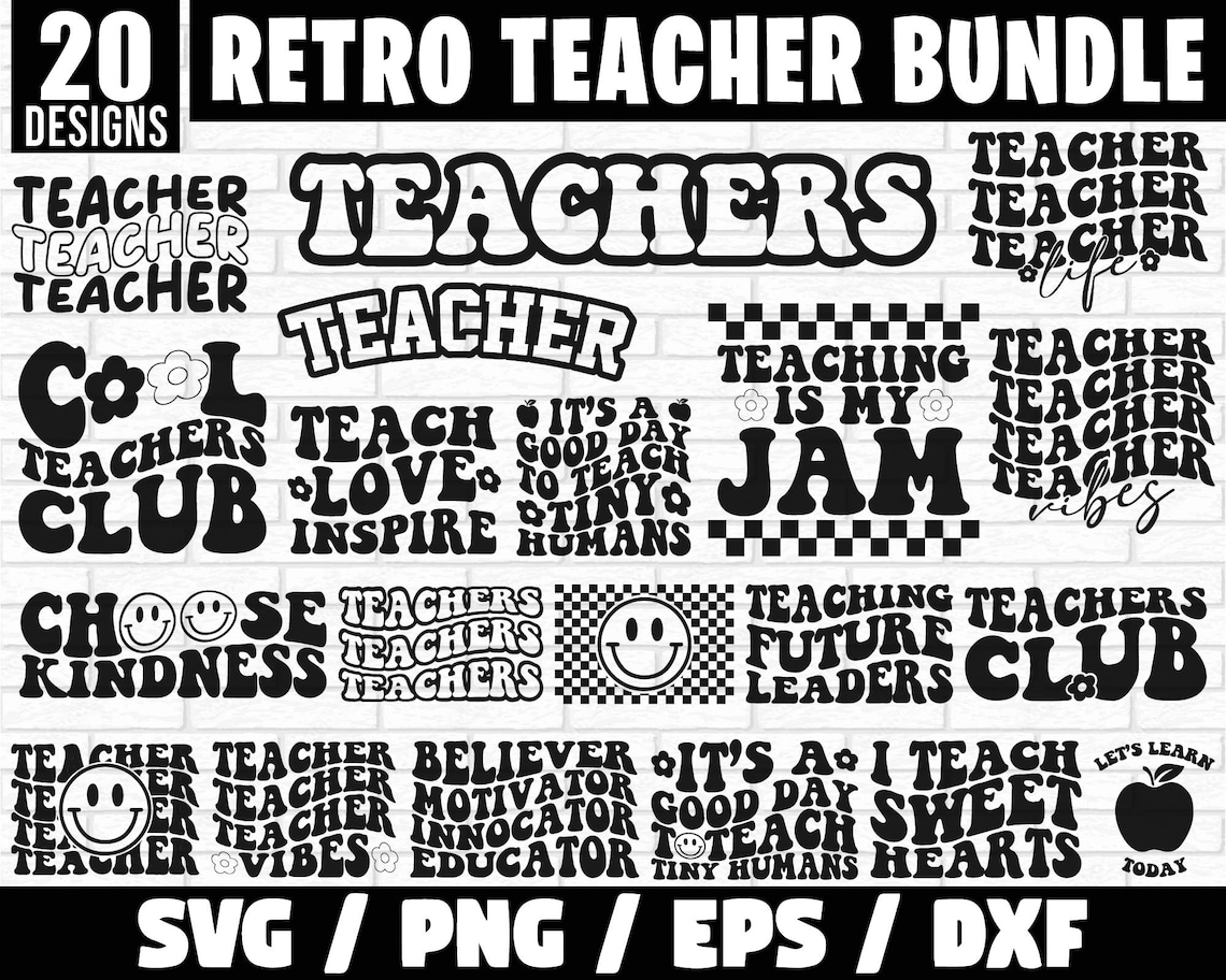 Retro Teacher Svg Bundle Teacher Quotes Svg Teacher Sayings - Etsy