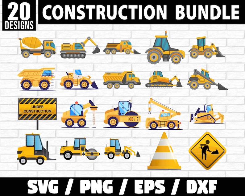 Construction Clipart, Dump Truck Svg, Bulldozer Svg, Truck Clipart for ...
