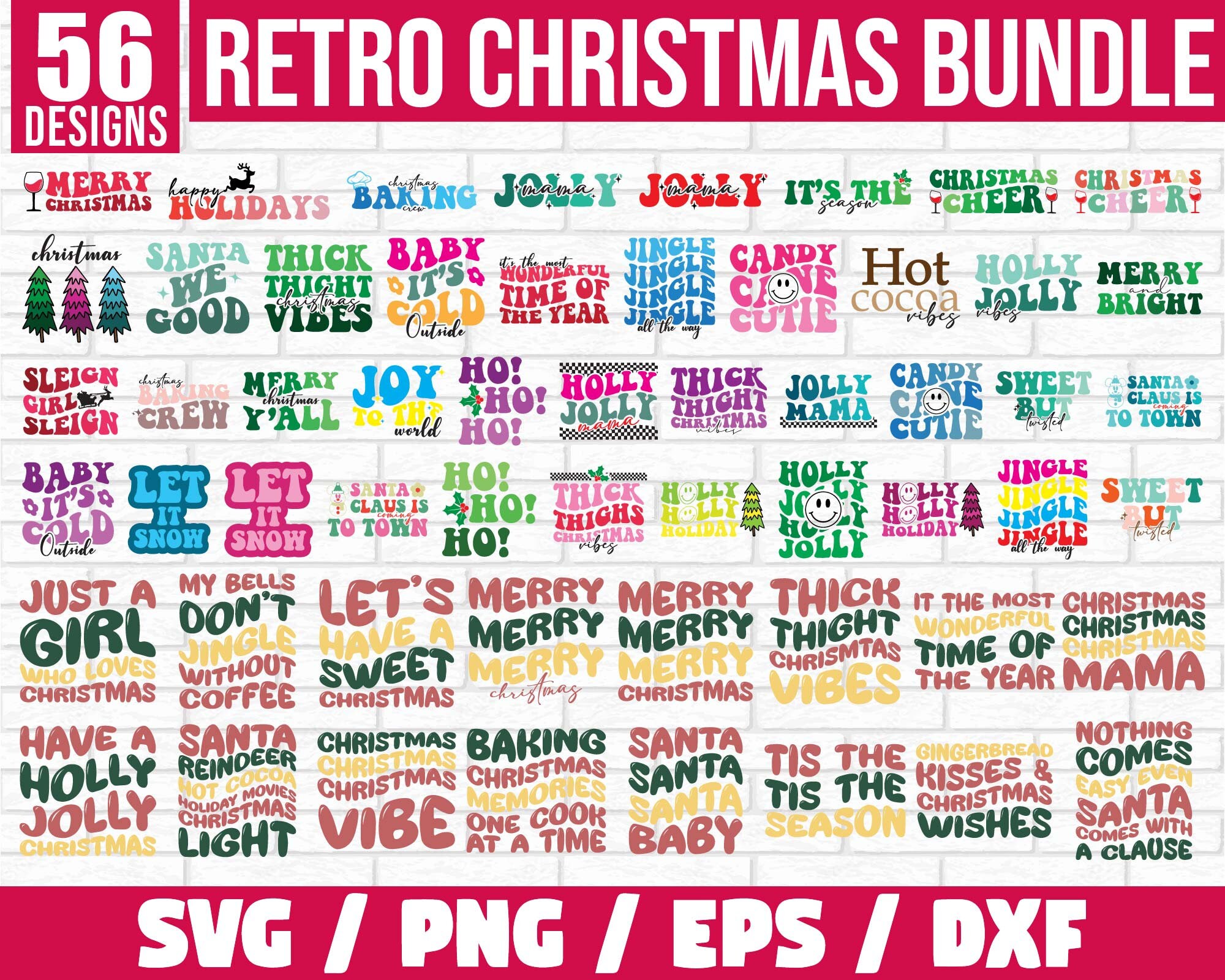 Retro Christmas Svg Bundle, Christmas Retro Svg, Christmas Svg, Vintage ...
