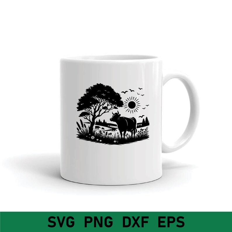 Cow Scene SVG Bundle, Farm Animal Svg, Animal Farm Svg, Cow Resting ...