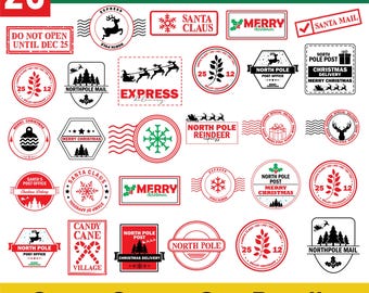 Christmas Stamps SVG, Santa Stamp SVG Bundle, North Pole Svg Bundle ...