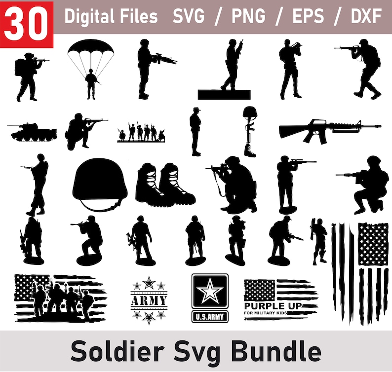 Military Soldier SVG Bundle, Army Unit Svg, Soldier Clipart, American ...