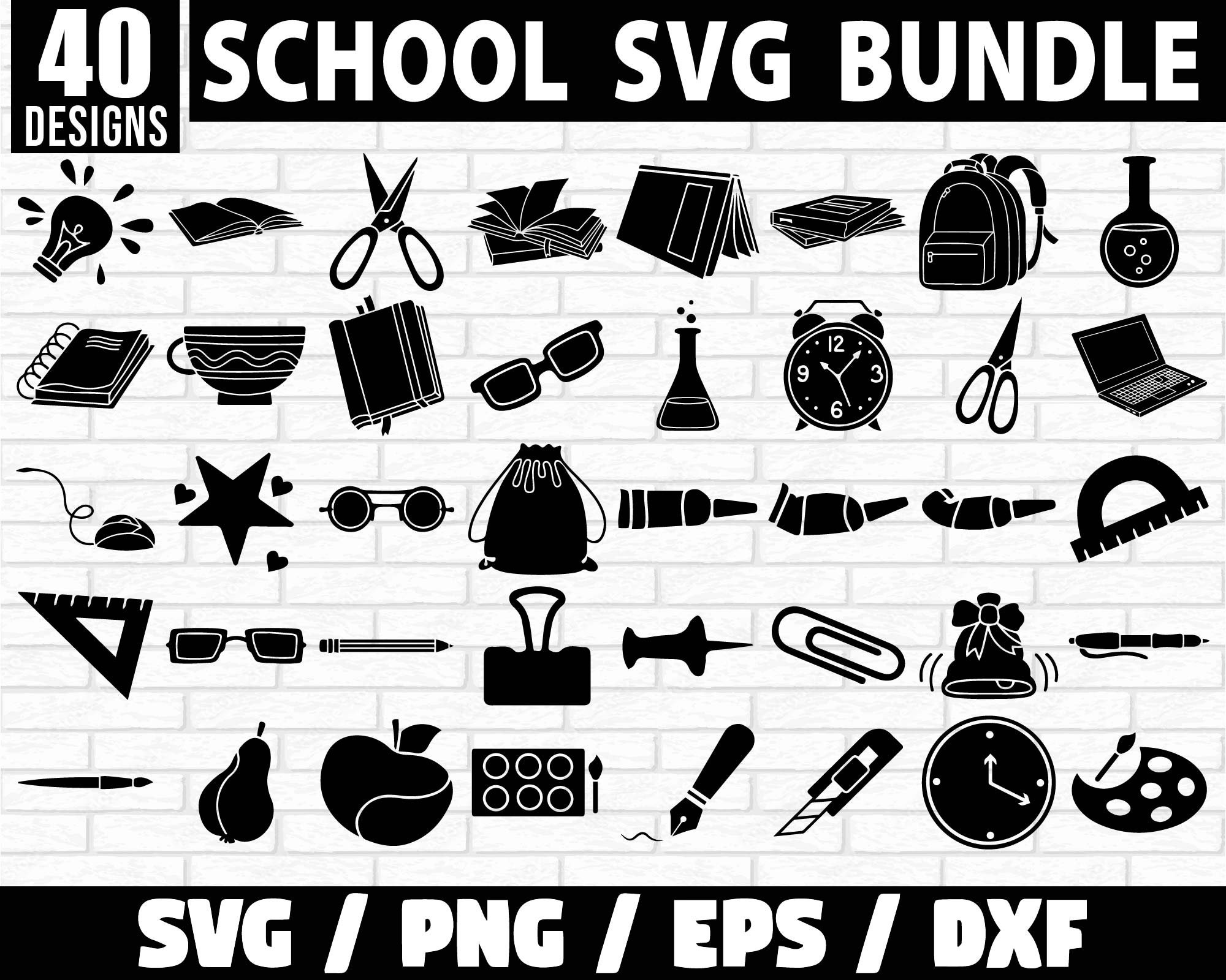 School SVG Bundle, Back to School Svg, School Supplies Svg,teacher Svg ...