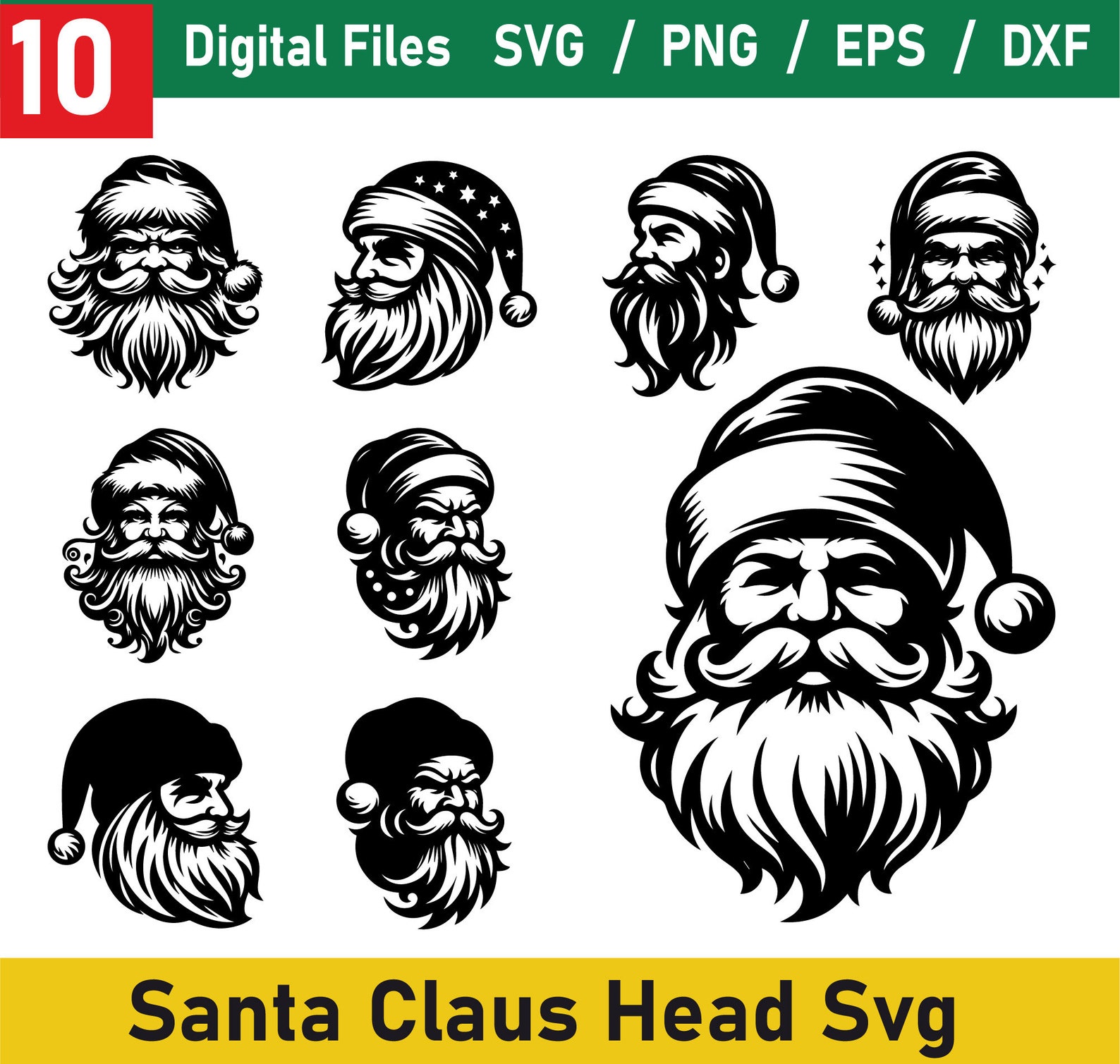 Vintage Santa SVG Bundle, Old School Father Christmas Clipart, Retro ...