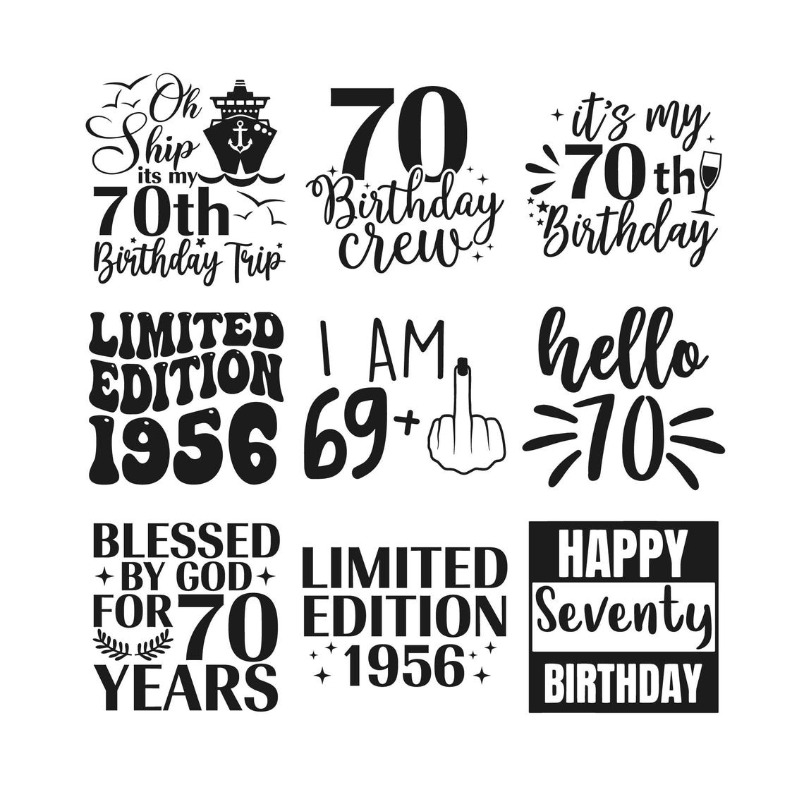 70th Birthday SVG Bundle, Vintage 1956 Svg, Vintage 1956 Svg, 70th ...