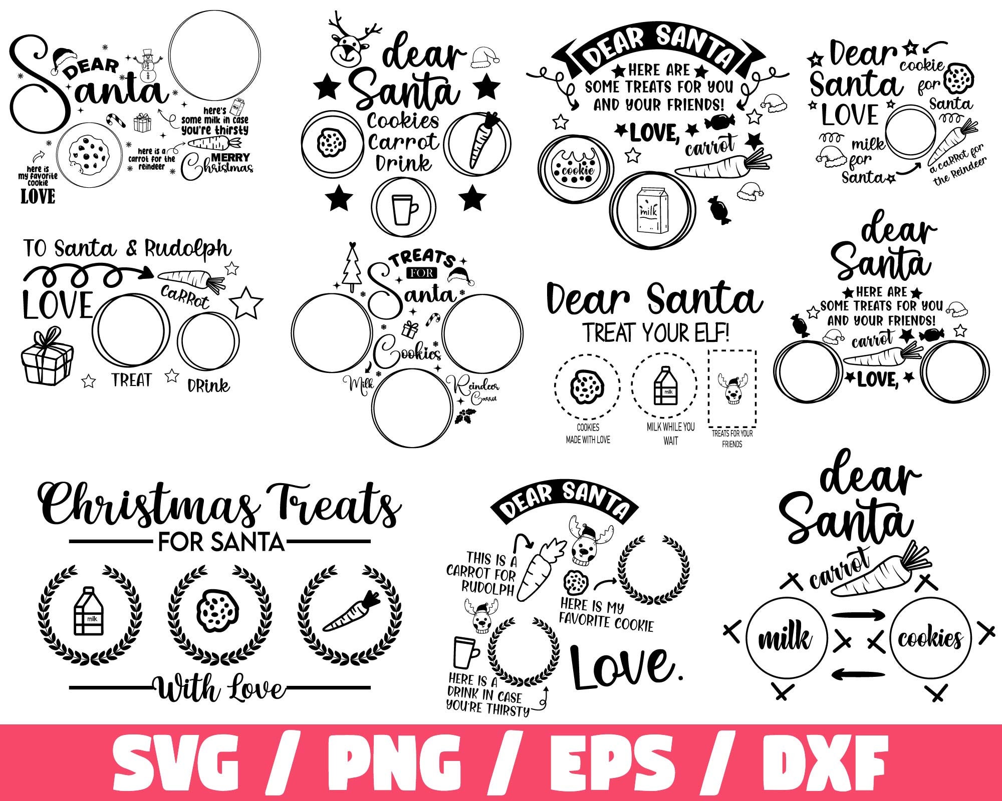 Dear Santa Tray SVG Bundle, Christmas SVG, Santa Shelf SVG, Santa Plate ...