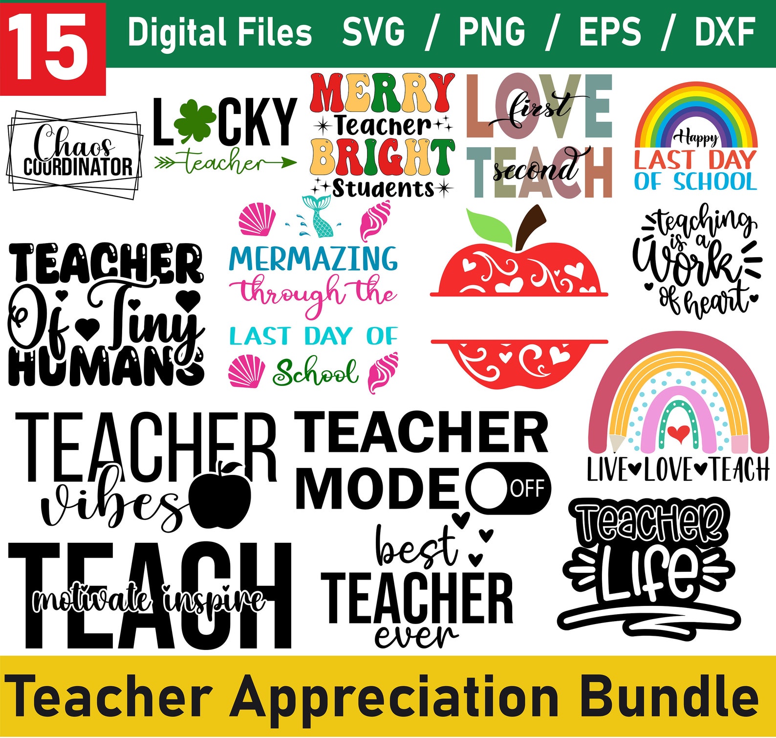 Teacher Appreciation Svg Bundle, Teacher Life Svg, Back to School Svg ...