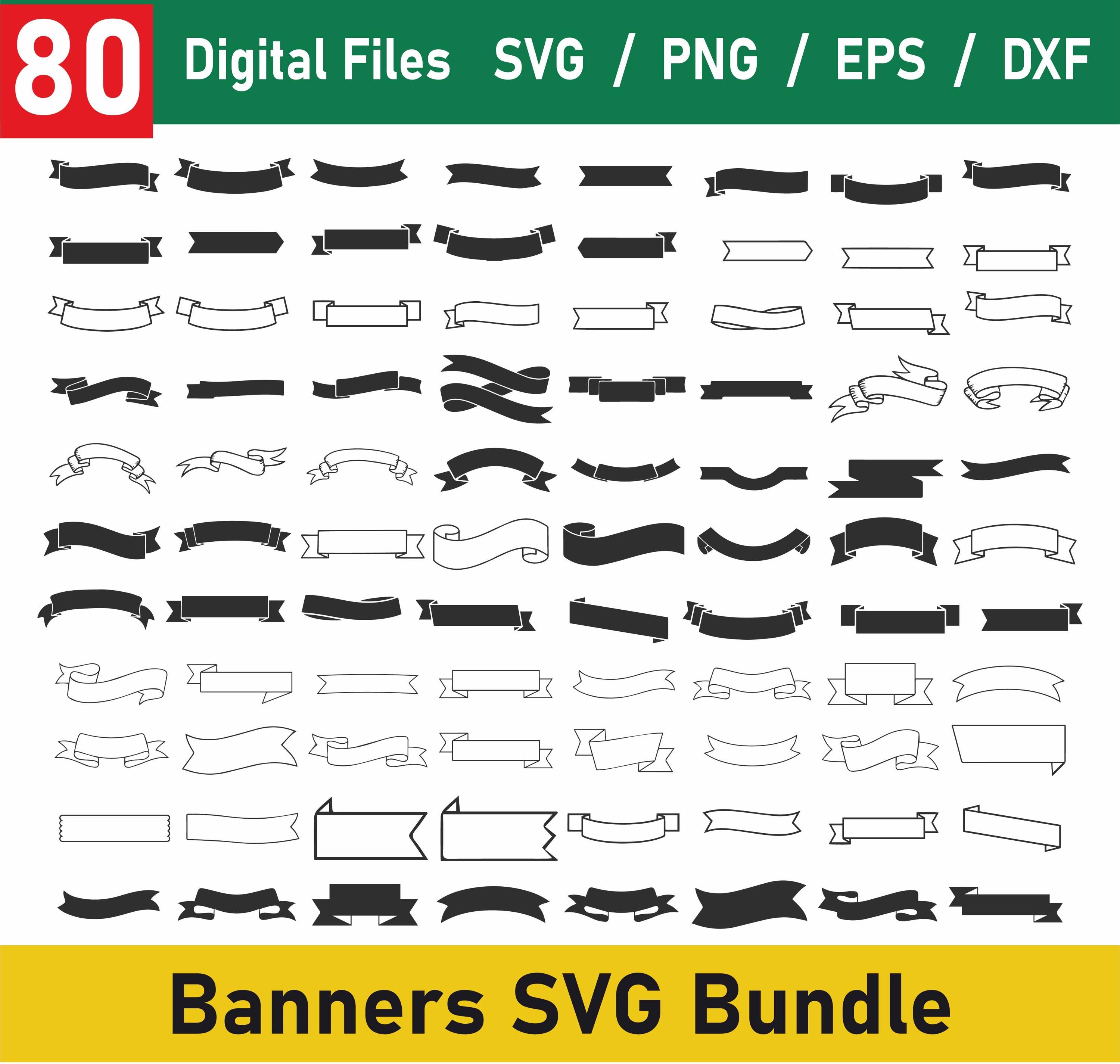 Ribbon Svg Bundle, Banner Clipart, Banner Cut Files for Circut, Ribbon ...