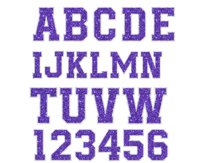 Purple Glitter Sport Alphabet Png Bundle, Sequin Faux Purple Glitter ...