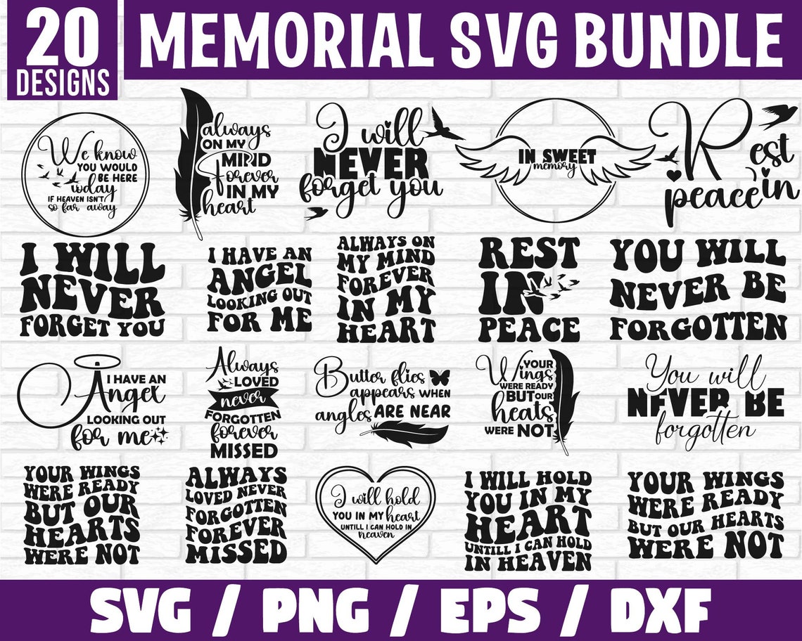 Memorial Svg Bundle, Bereavement Svg, Memorial Quotes Svg, Sympathy Svg ...