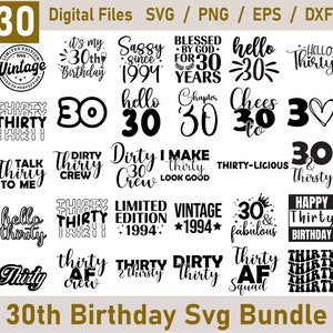 30th Birthday SVG Bundle, Hello 30 Birthday, Vintage 1994, 30th ...