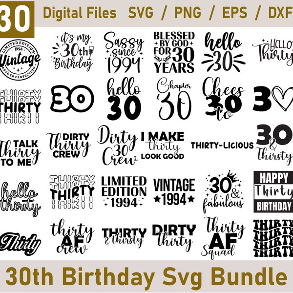 30th Birthday Svg - Etsy