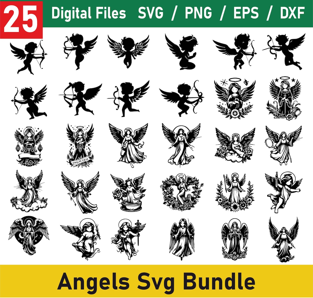 Angel SVG Bundle, Angel Dxf, Angel Png, Angel Vector, Angel Clipart ...