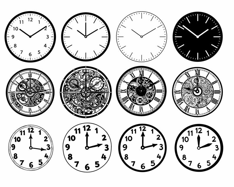 Clock Face SVG Bundle, Clock Numbers, Clock Face Svg, Old Clock Face ...