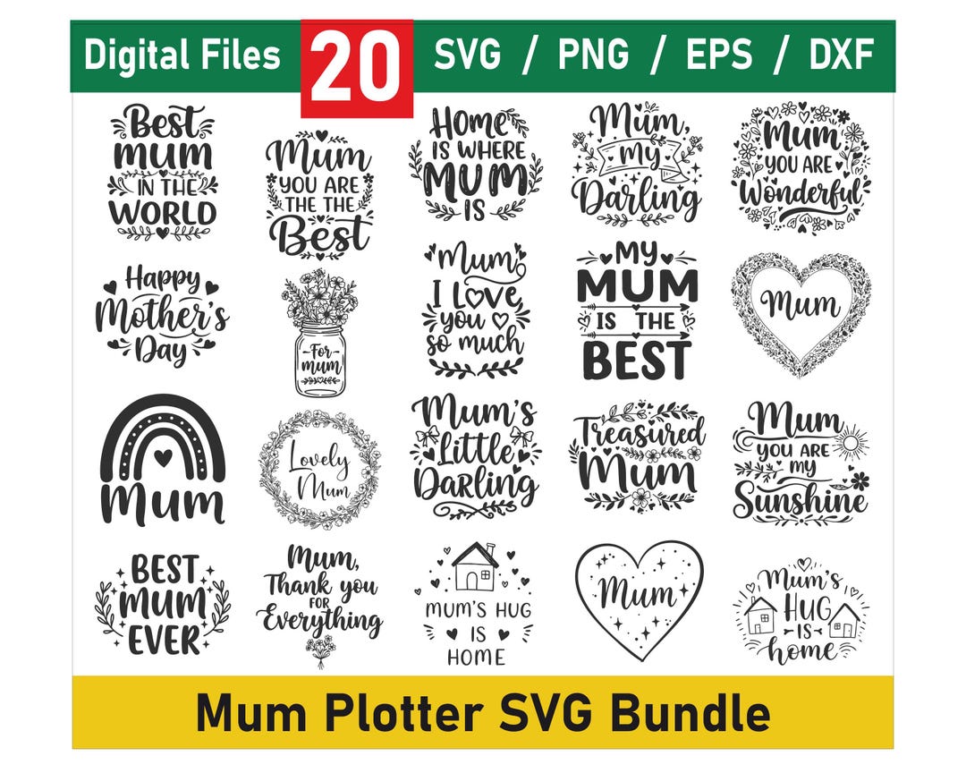 Mum Plotter Svg Bundle, Mum SVG Bundle, Botanical Happy Mother's Day ...