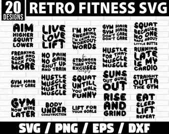 Retro Fitness Svg Bundle, Workout Svg, Workout Shirt SVG, Gym Shirt Svg ...