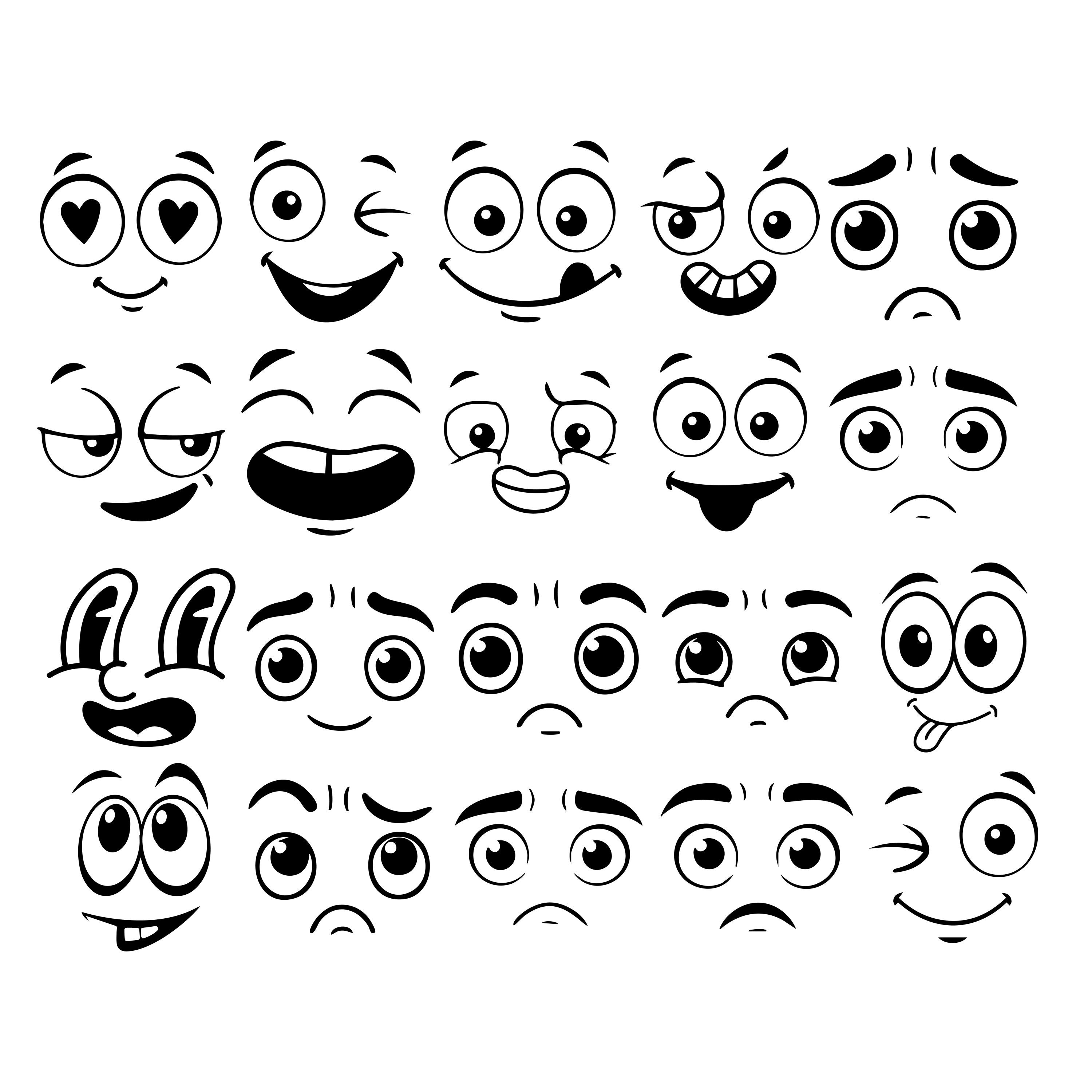 Cartoon Emotion Faces SVG Bundle, Emoji Clipart, Funny Face Svg ...