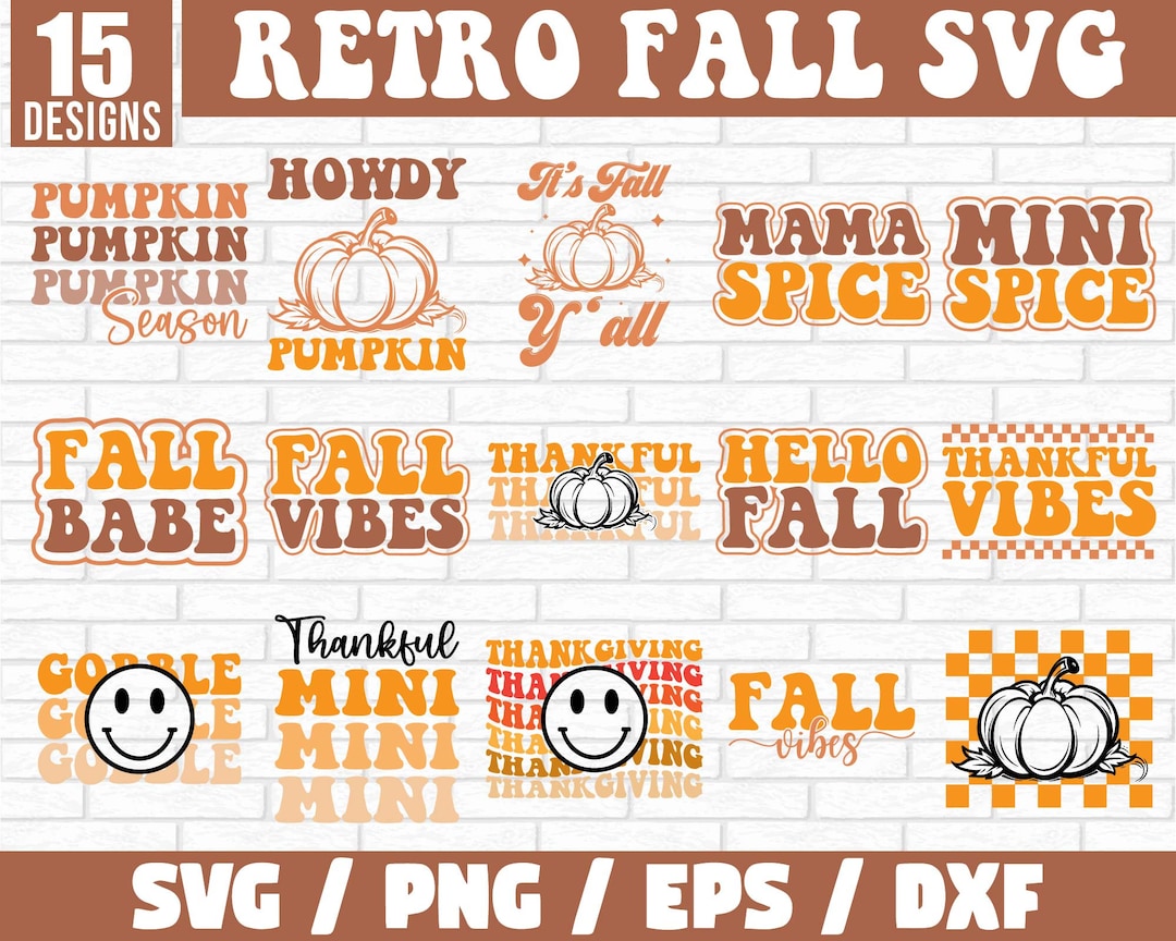 Retro Fall Bundle SVG PNG, Thanksgiving Svg, Fall Vibes Svg, Trendy Svg ...