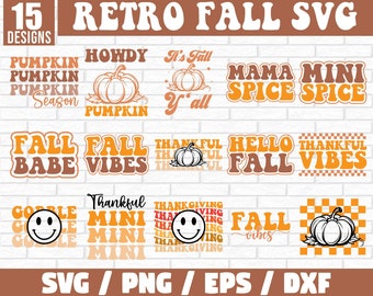 Retro Fall Bundle SVG PNG, Thanksgiving Svg, Fall Vibes Svg, Trendy Svg ...