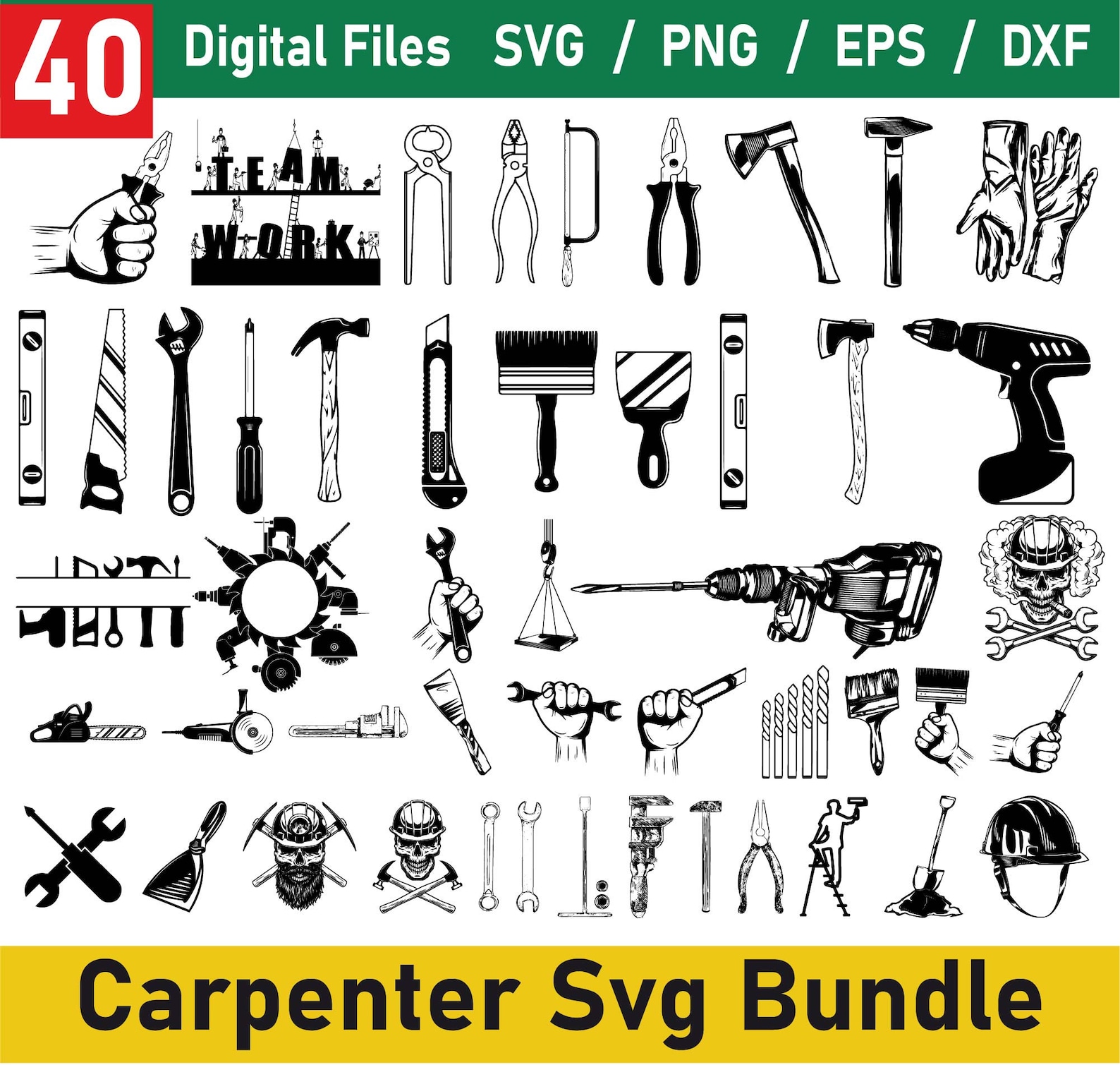 Carpenter Svg Bundle, Carpenter Skull Svg, Home Builder Svg, Repairman ...