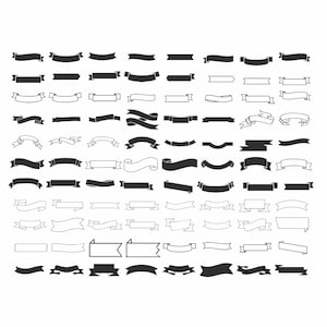 Ribbon Svg Bundle, Banner Clipart, Banner Cut Files for Circut, Ribbon ...