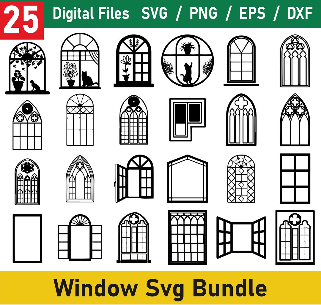 Window SVG Bundle, Church Window Svg, Gothic Window Dxf, Gothic Window ...