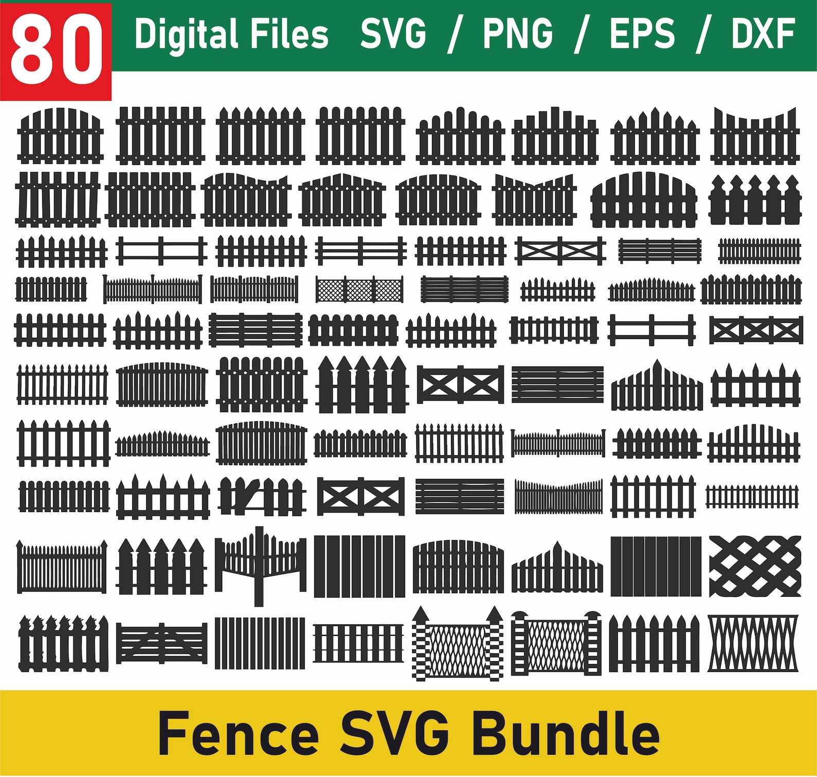 Fence SVG Bundle, Fence PNG Bundle, Fence Clipart, Fence SVG Cut Files ...