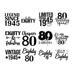 80th Birthday SVG Bundle, Hello Eighty Svg, 80 and Fabulous SVG ...