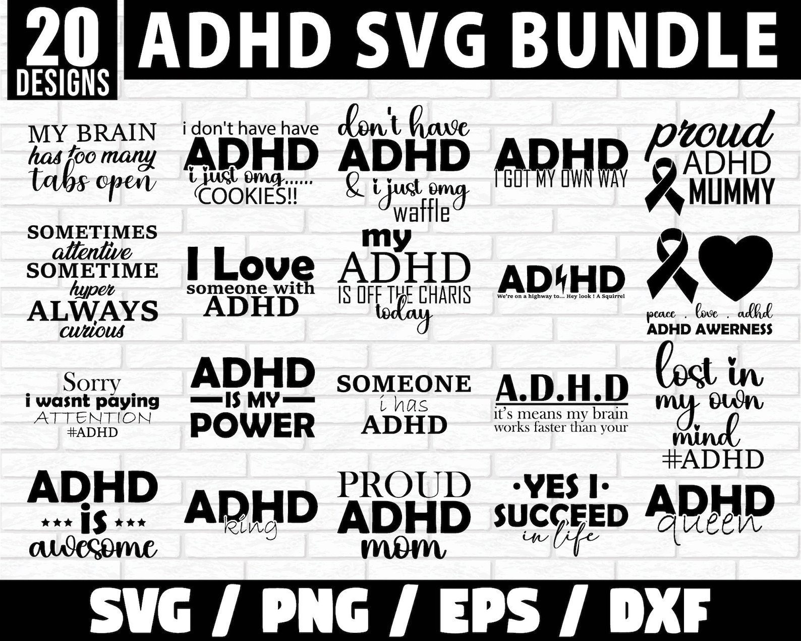 ADHD SVG Bundle, Adhd Aware Svg, Adhd Awareness, Adhd Svg File, ADHD ...