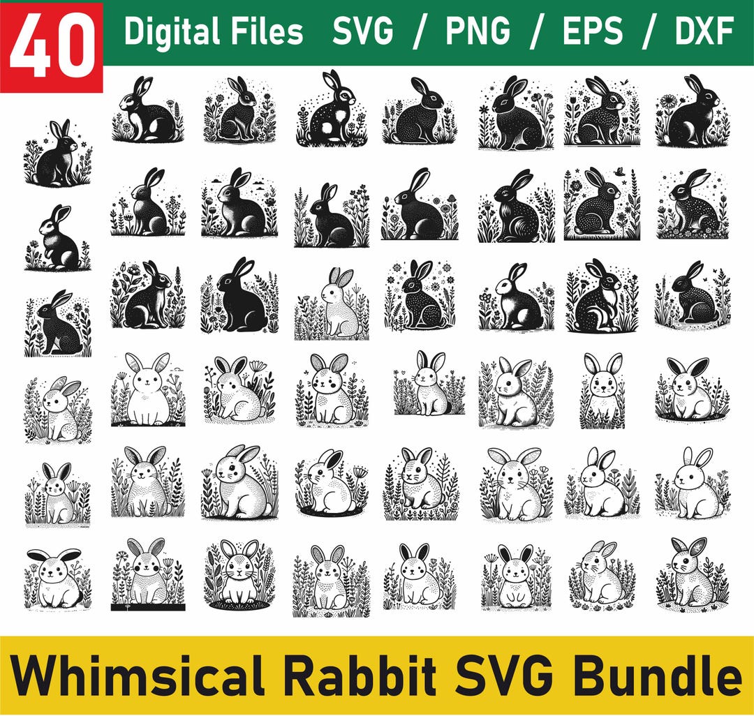 Rabbit SVG Bundle , Whimsical Rabbit Svg Bundle, Rabbit SVG Bundle ...