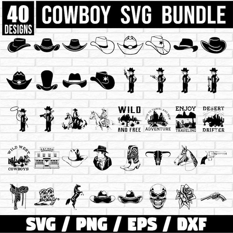 Cowboy SVG Bundle, Cowboy Dxf, Cowboy Png, Cowboy Eps, Cowgirl Svg ...