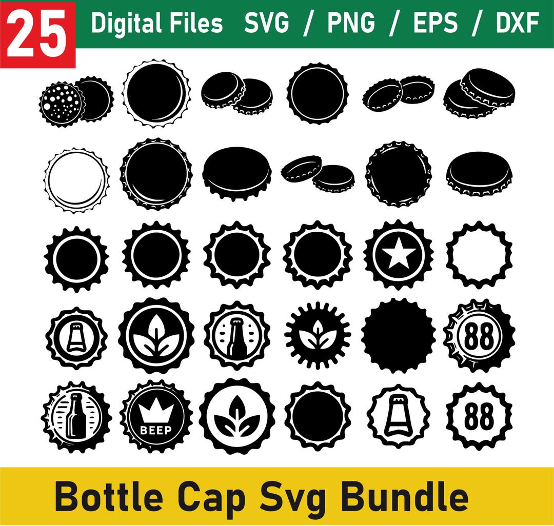 Bottle Cap SVG Bundle, Bottle Cap Dxf, Bottle Cap Png, Bottle Cap ...