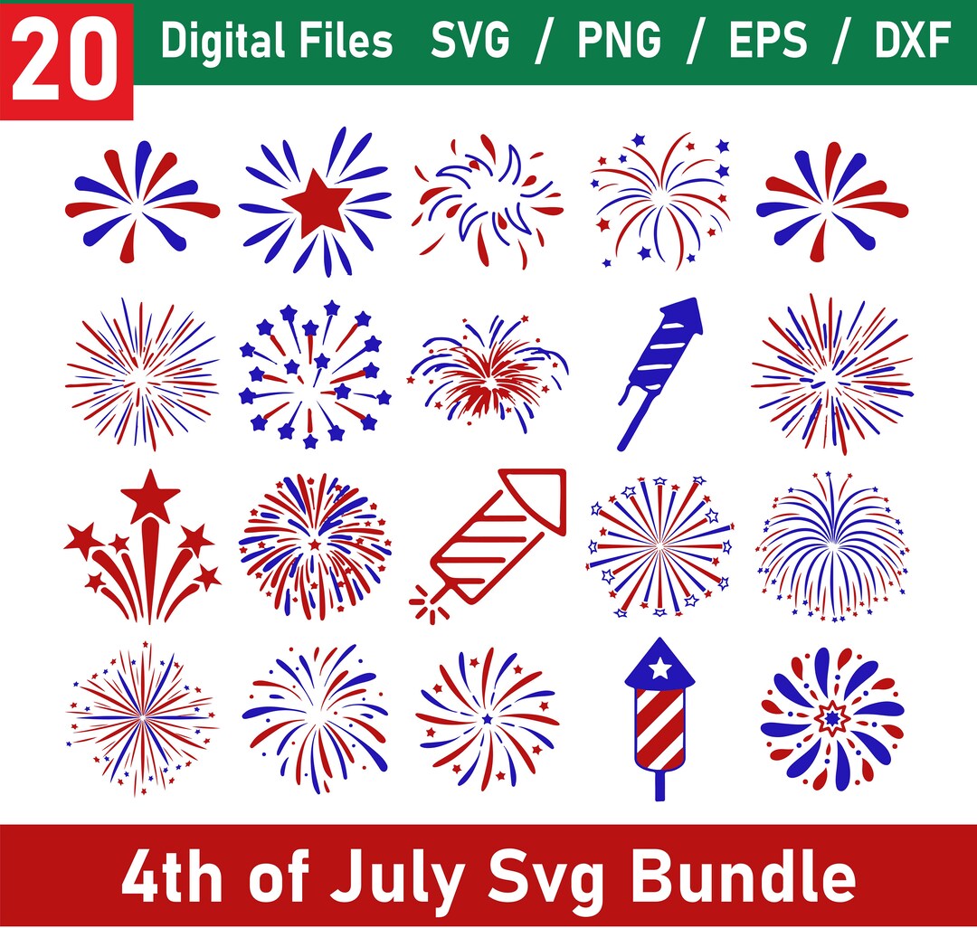 Fireworks SVG Bundle, Firecracker SVG, 4th of July Firework Png Bundle ...