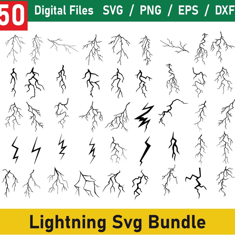 Lightning Svg - Etsy