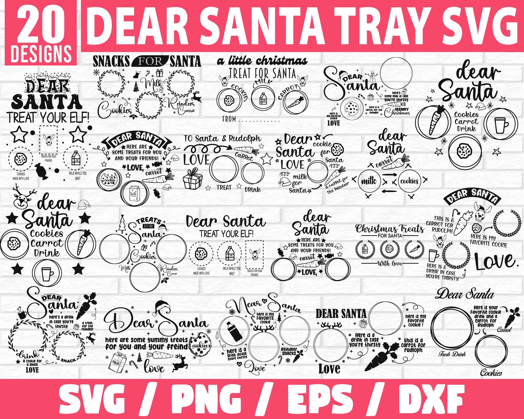 Dear Santa Tray SVG Bundle, Christmas SVG, Santa Shelf SVG, Santa Plate ...