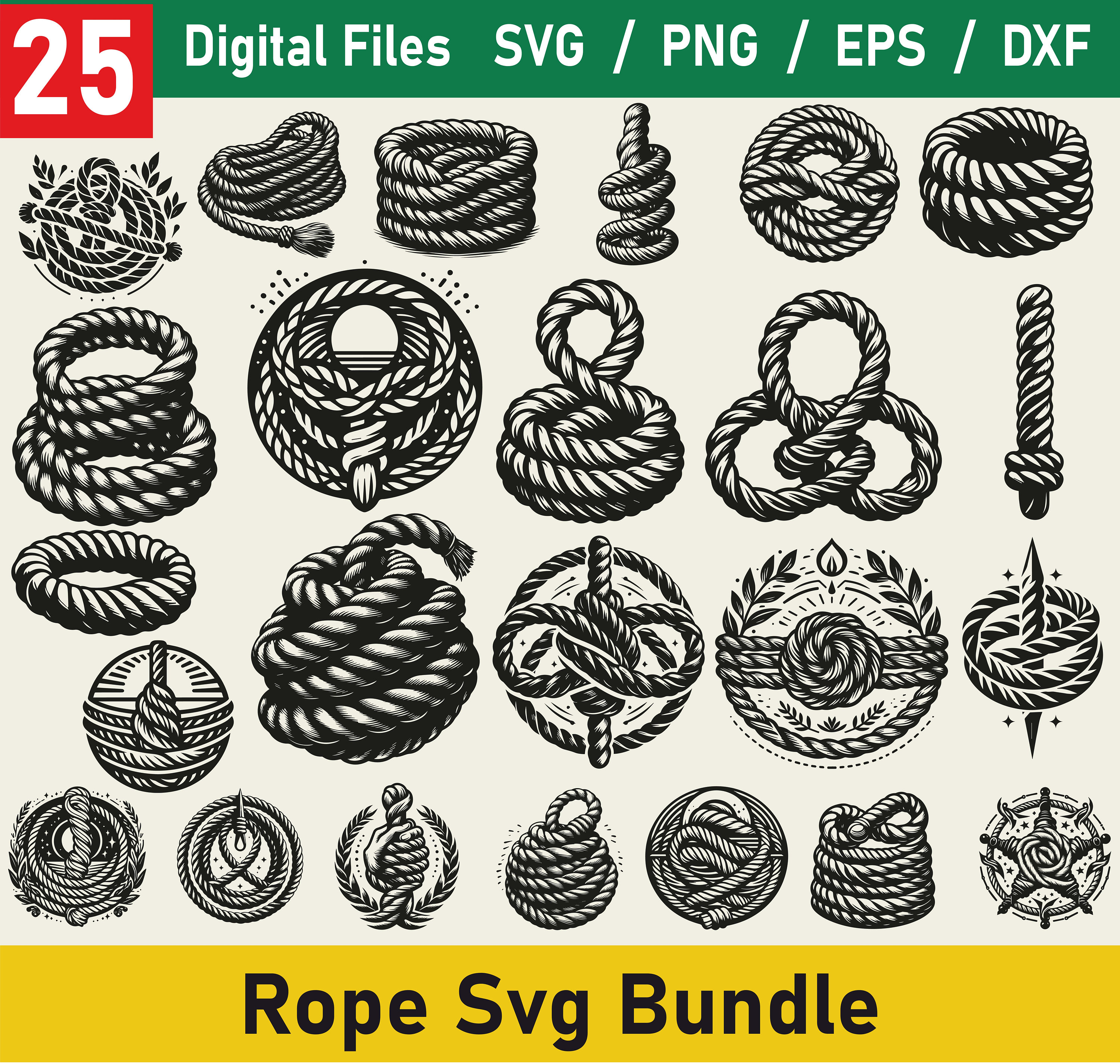 Rope SVG Bundle, Nautical Knot Svg, Rope Dxf, Rope Png, Rope Eps, Rope Vector, Rope Cut Files ...