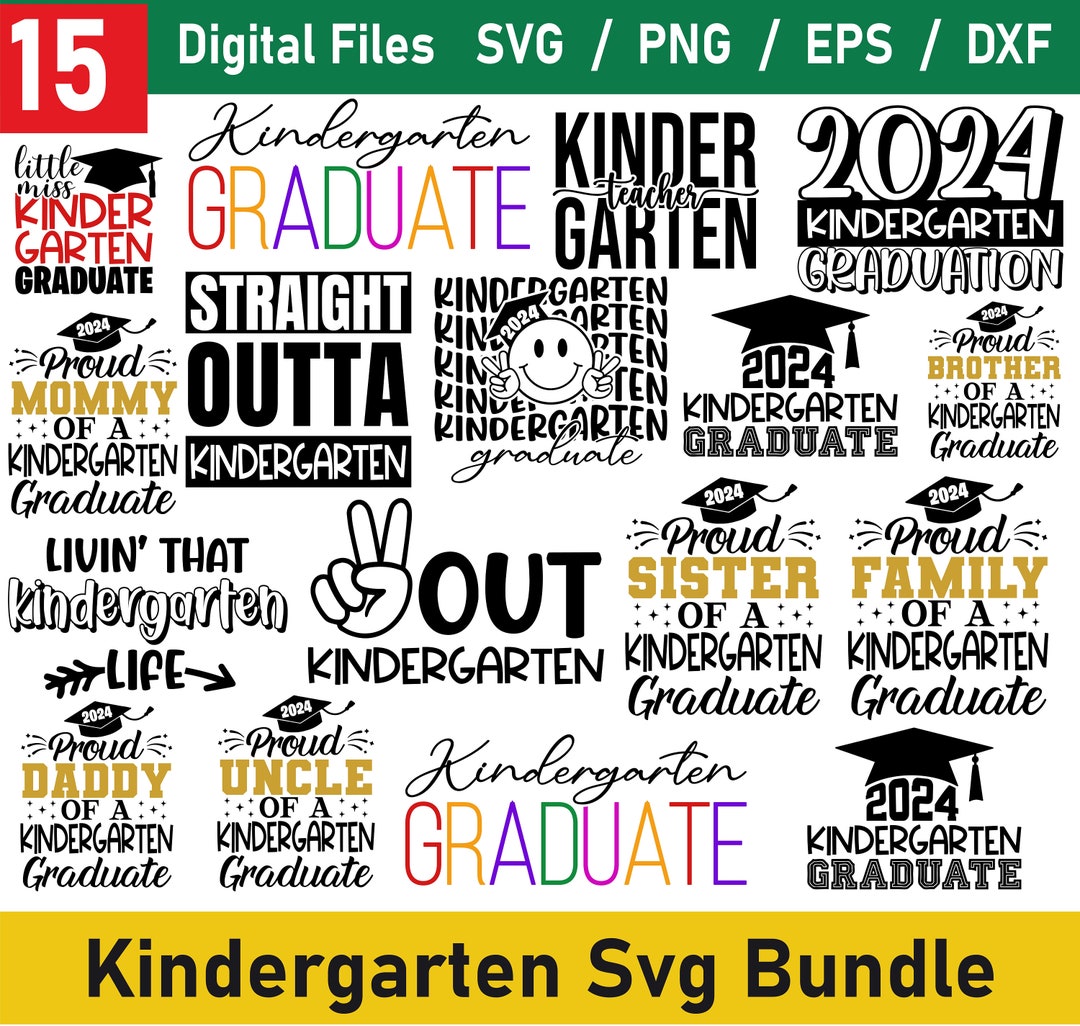Kindergarten-Absolvent SVG-Bundle, Kinder-Absolventen-Shirt Png, 2024 ...