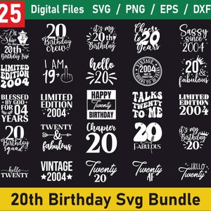 20th Birthday Svg Bundle, Happy Birthday Svg, Birthday Shirt Svg ...