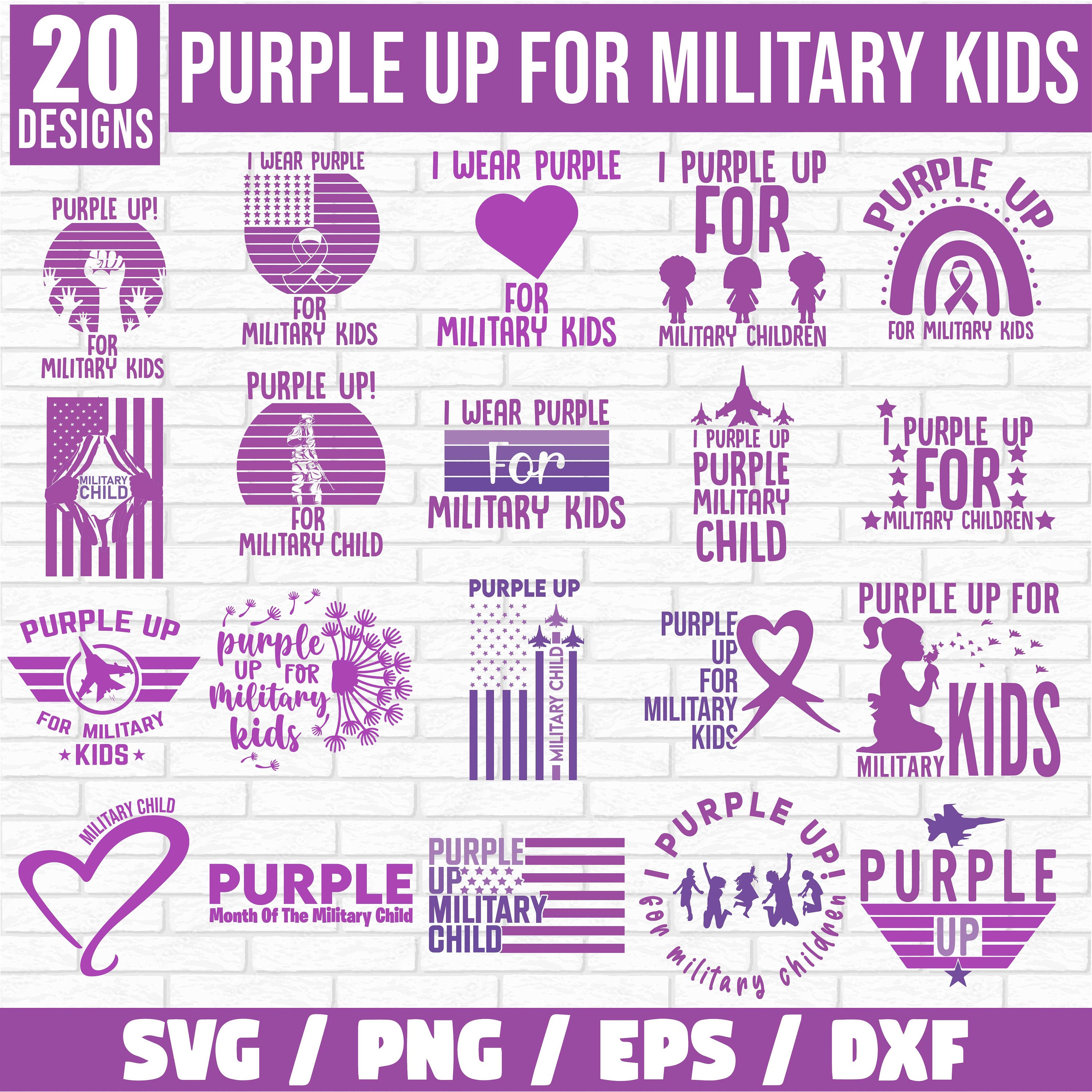 Purple up for Military Kids Svg Bundle, Purple up SVG, Patriotic ...