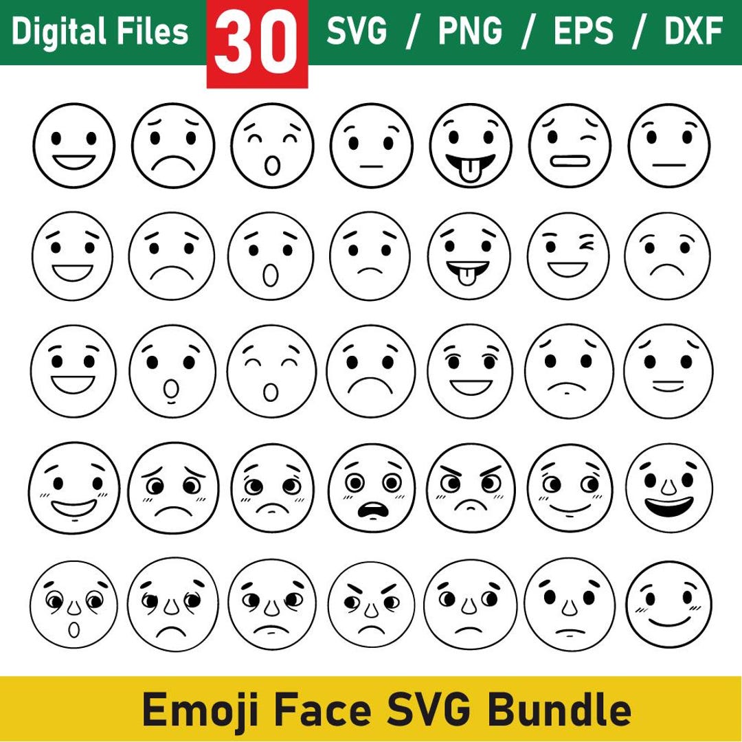 Emoji Svg Bundle, Emoji PNG Bundle, Emoji Face Pack, Emoji Bundle Svg ...