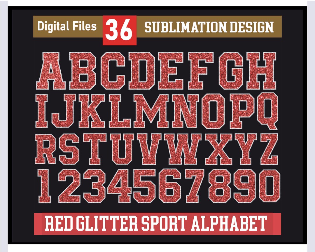 Red Glitter Font Png Sublimation, Red Glitter Png, Red Glitter Alphabet ...