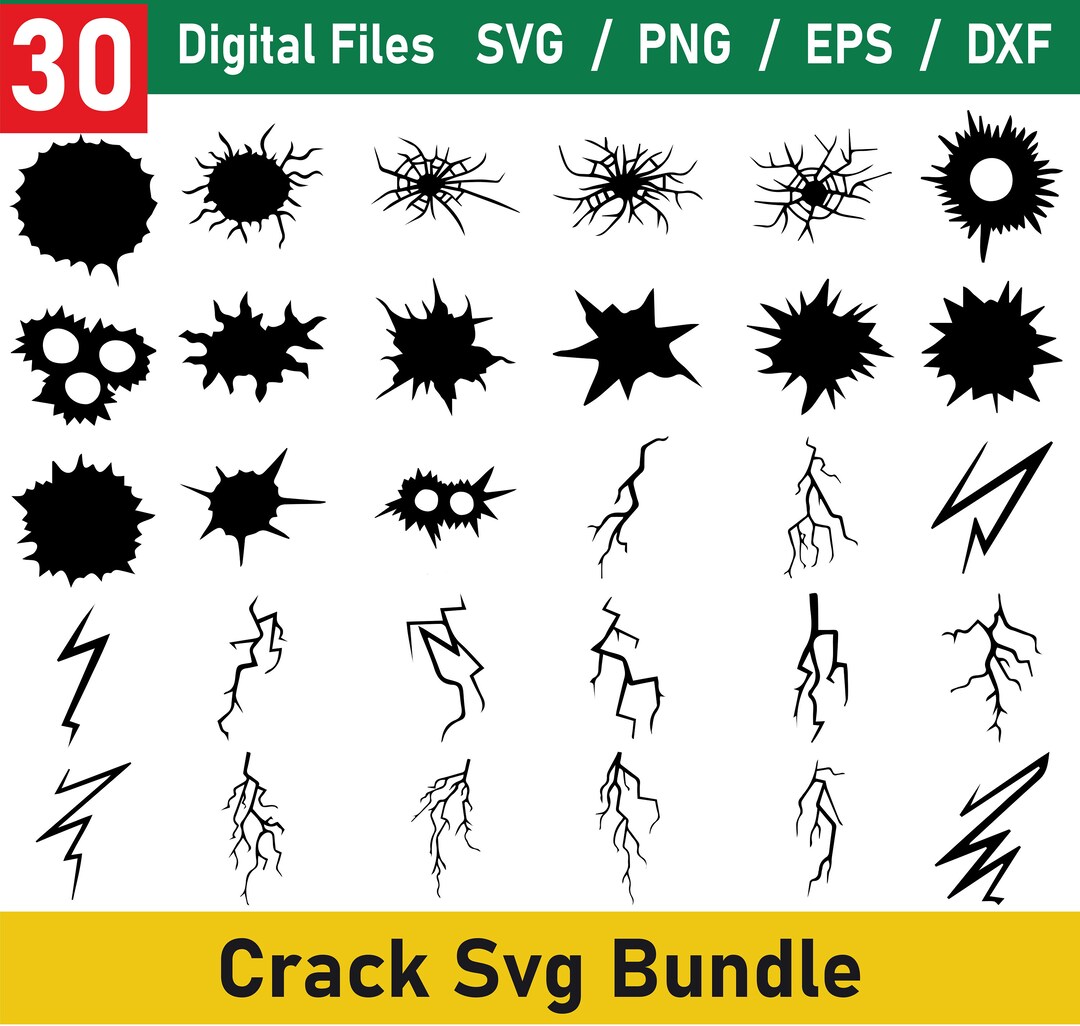 Crack SVG Bundle, Cracks Svg, Wall Crack Svg, Crack Dxf, Crack Png ...